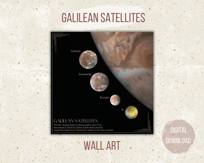Galilean Satellites, Jupiter's Moon Poster, Europa Ganymede Io Callisto ...