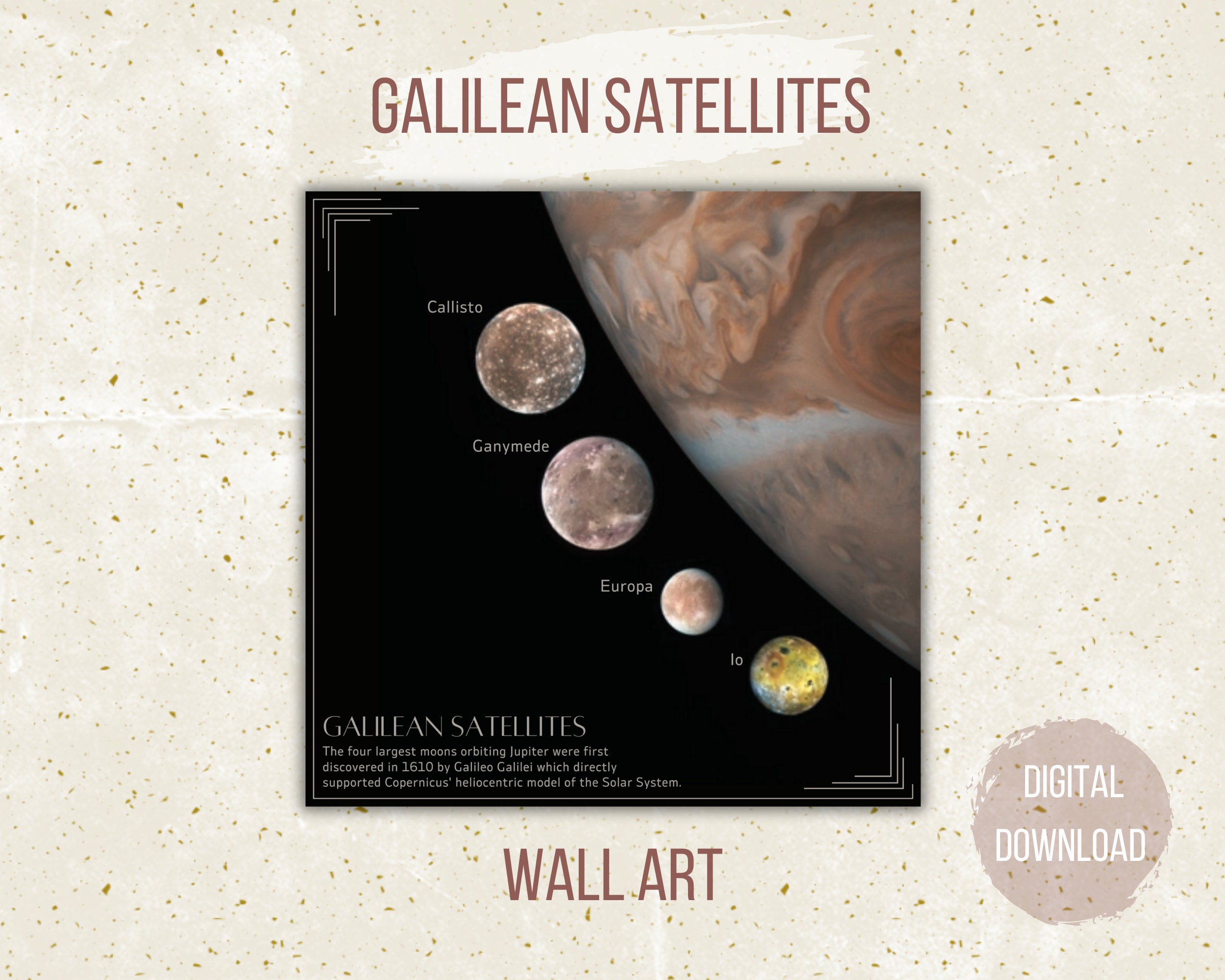 Galilean Satellites, Jupiter's Moon Poster, Europa Ganymede Io Callisto ...