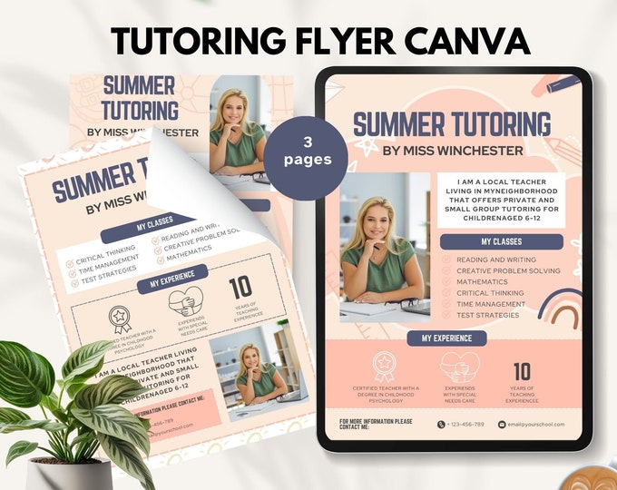 DIY Summer Tutoring Flyer Template, Canva Tutoring Flyer, Small ...