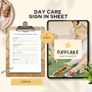 Day Care Sign in Sheet Nursery Enrollment Form Kindergarten ...