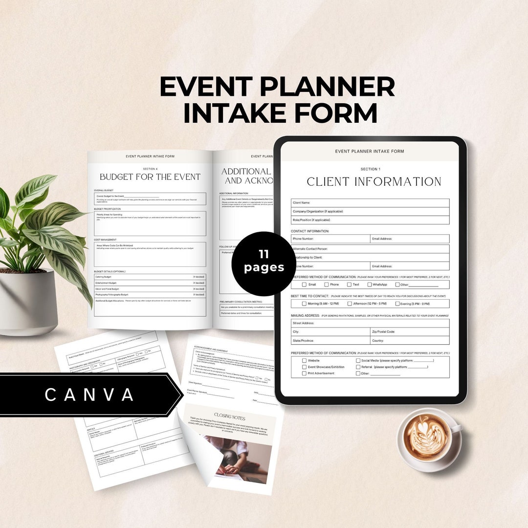Event Planner Intake Form Canva Template Event Organizer Service ...