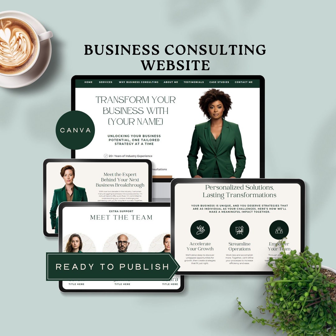 Business Consulting Website Templates Canva Coach Consultant Freelancer ...