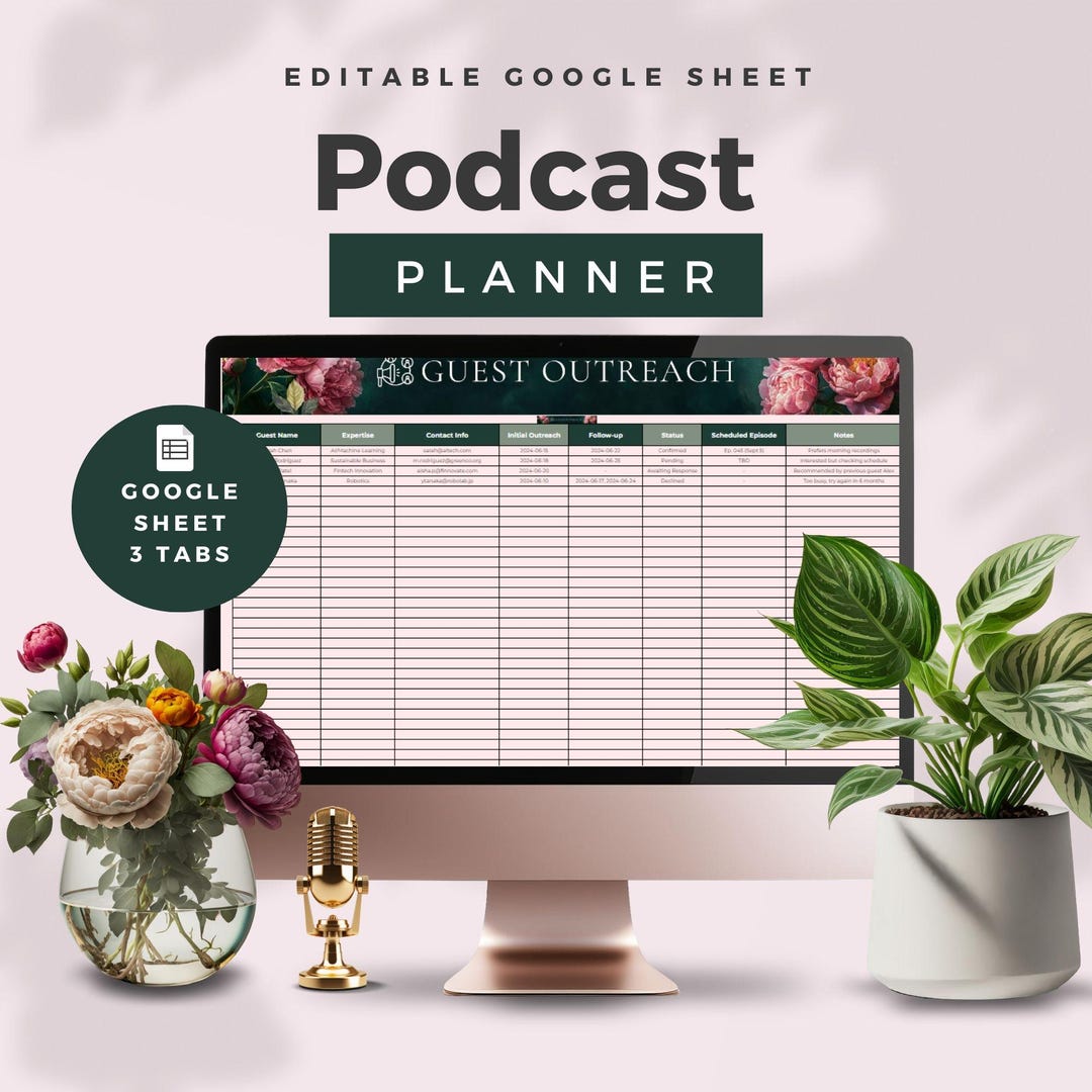 Podcast Planner Google Sheets Podcast Planner Spreadsheet Digital ...