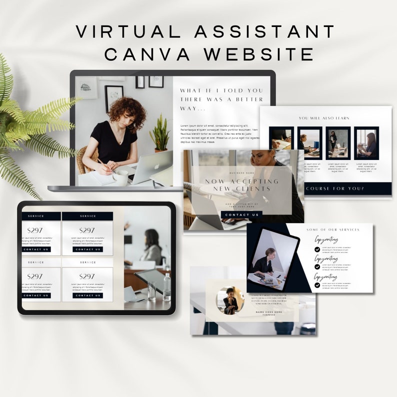 Canva Website Template for Virtual Assistants VA Canva Design Landing ...