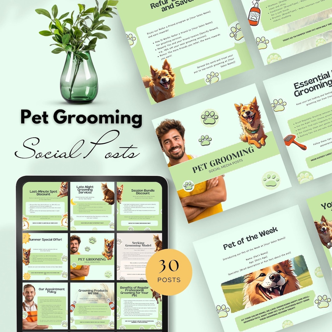 Pet Grooming Instagram Posts Dog Grooming Social Media Pet Shop Spa ...