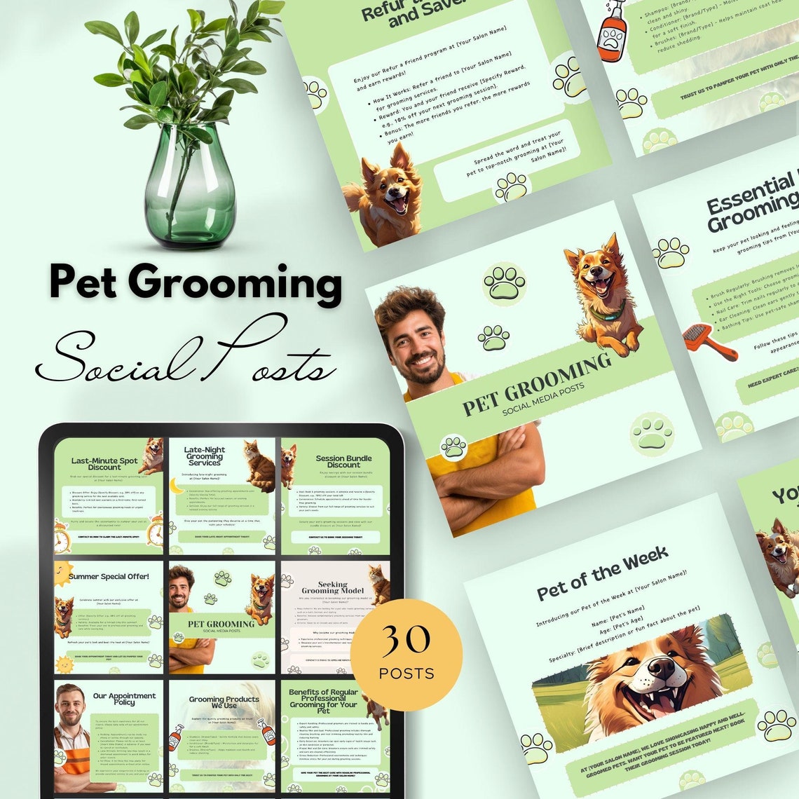 Pet Grooming Instagram Posts Dog Grooming Social Media Pet Shop Spa ...