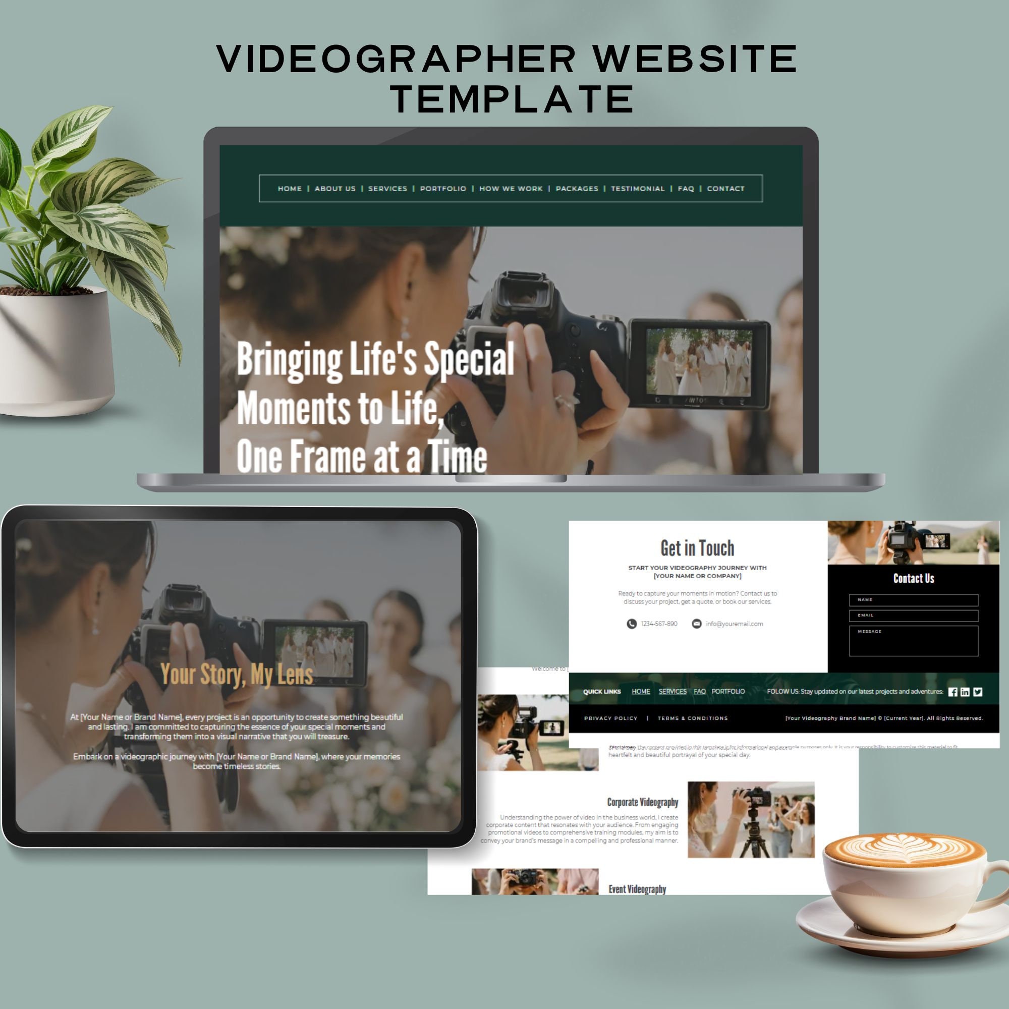 Videographer Website Template Canva Wedding Videographer Landing Page ...