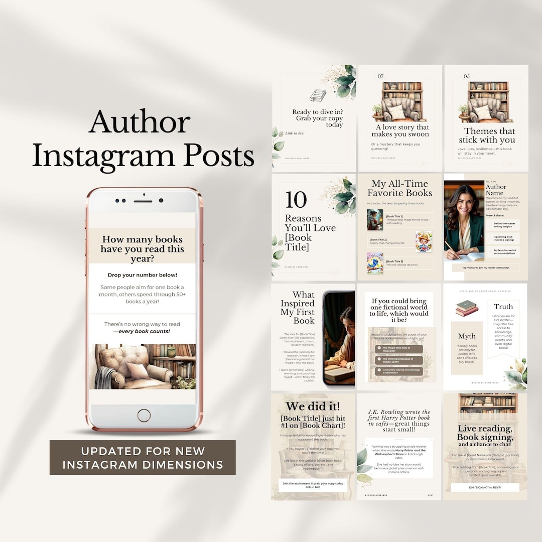 Instagram Posts for Authors Social Media Template Bookstragram ...