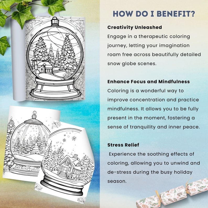 Printable Christmas Snow Globe Coloring Pages Holiday Activity - Etsy