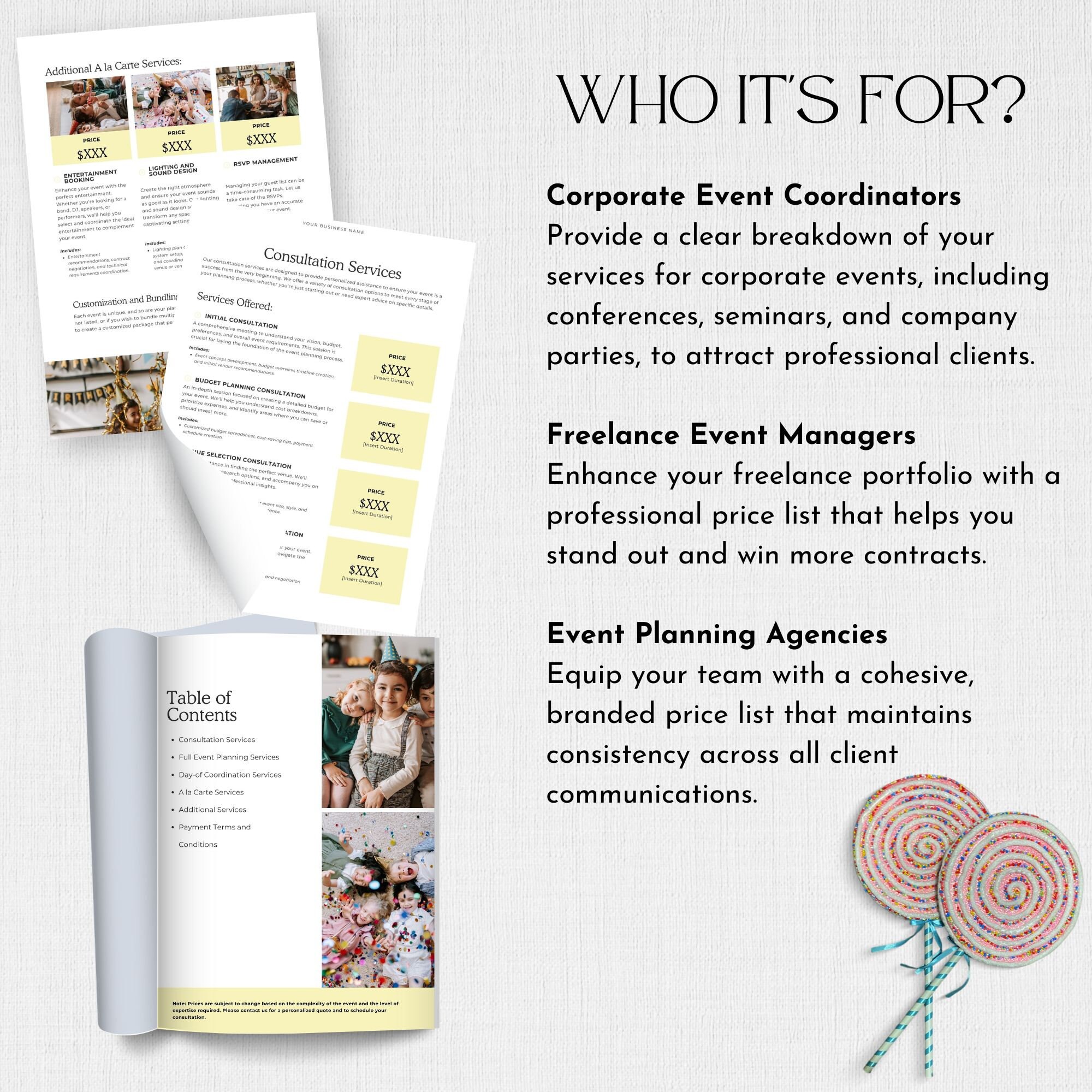 Event Planner Pricing Guide Template Event Services Price List Menu ...