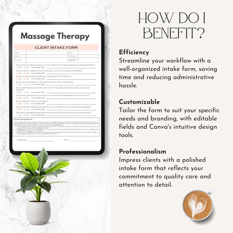 Client Intake Form Massage Therapy Intake Form Esthetician Massage ...
