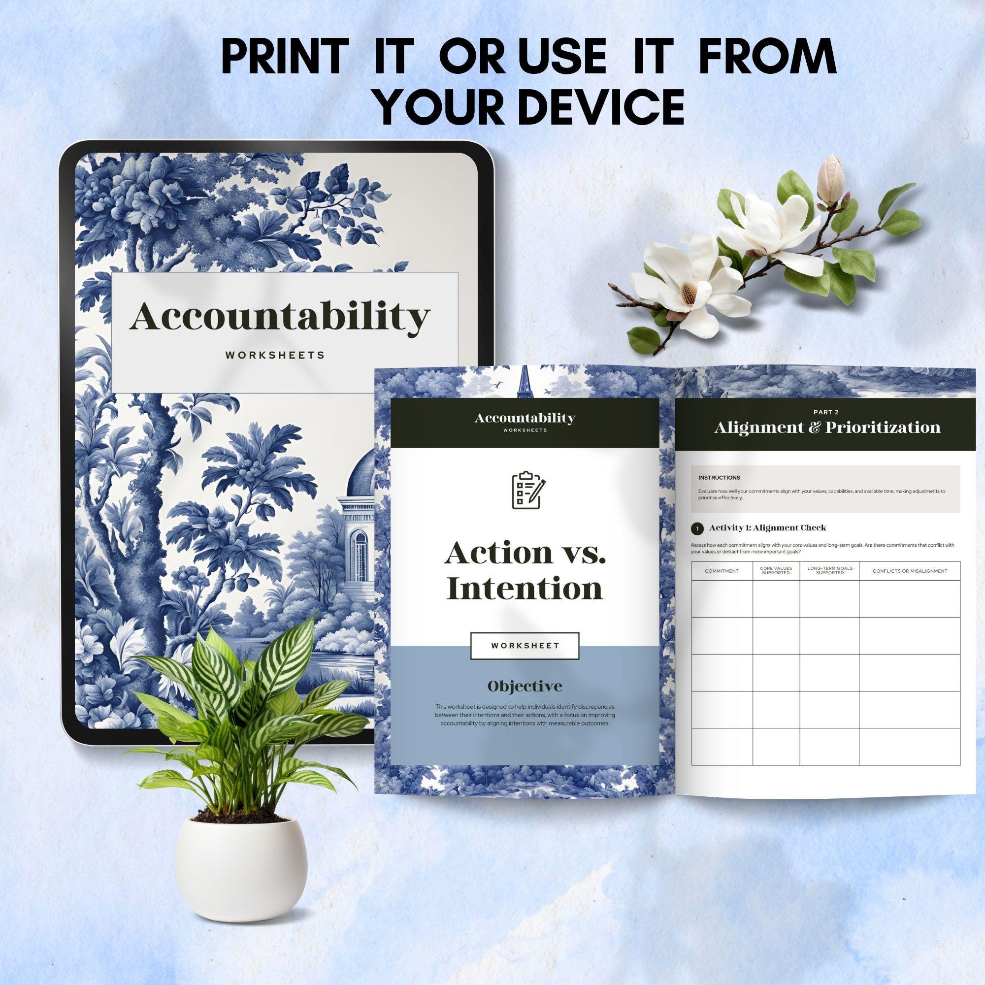 Accountability Worksheet Therapy Self Help Goal Setting Tool Personal ...