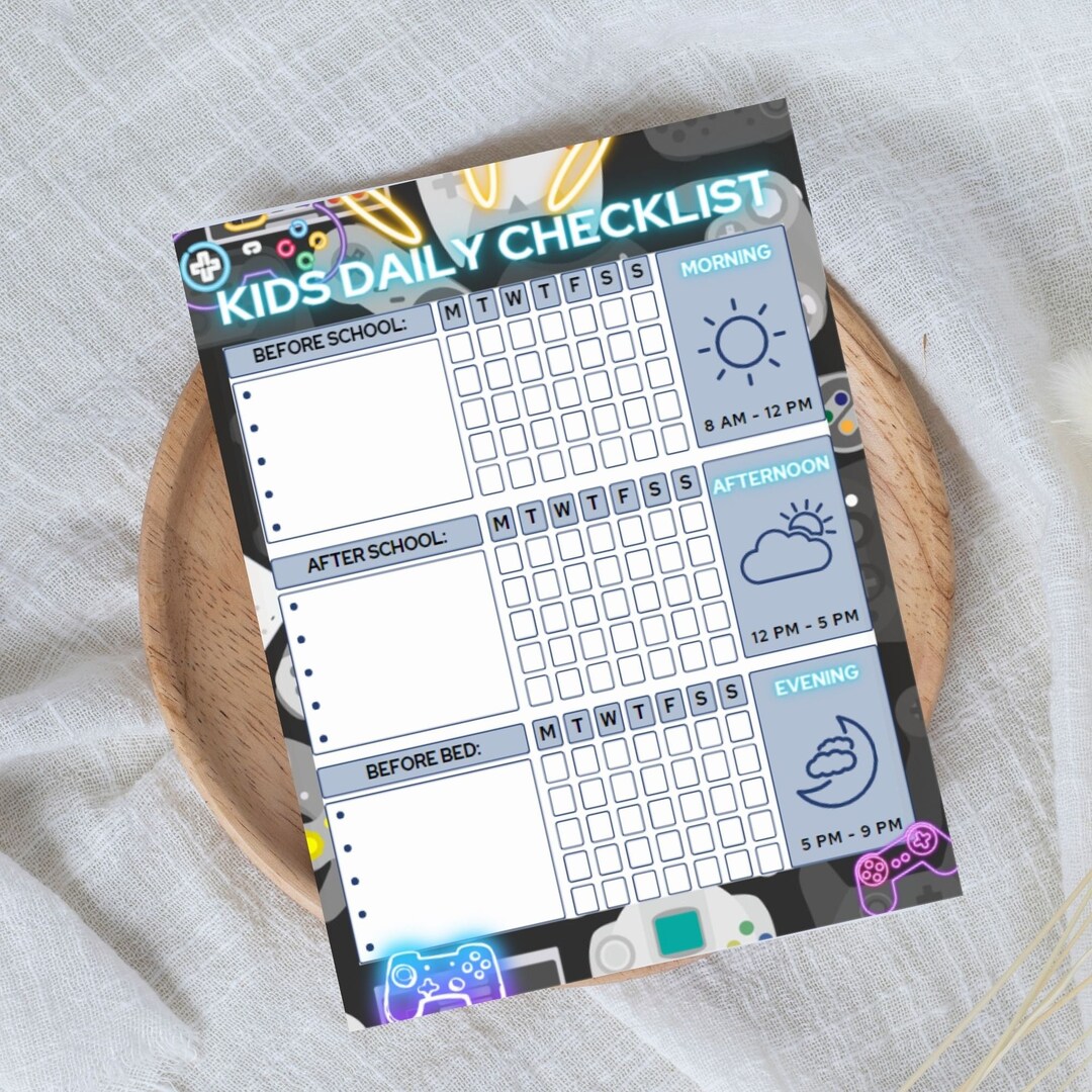 Kid Daily School Checklist Schedule Printable Adhd Checklist for Kids ...