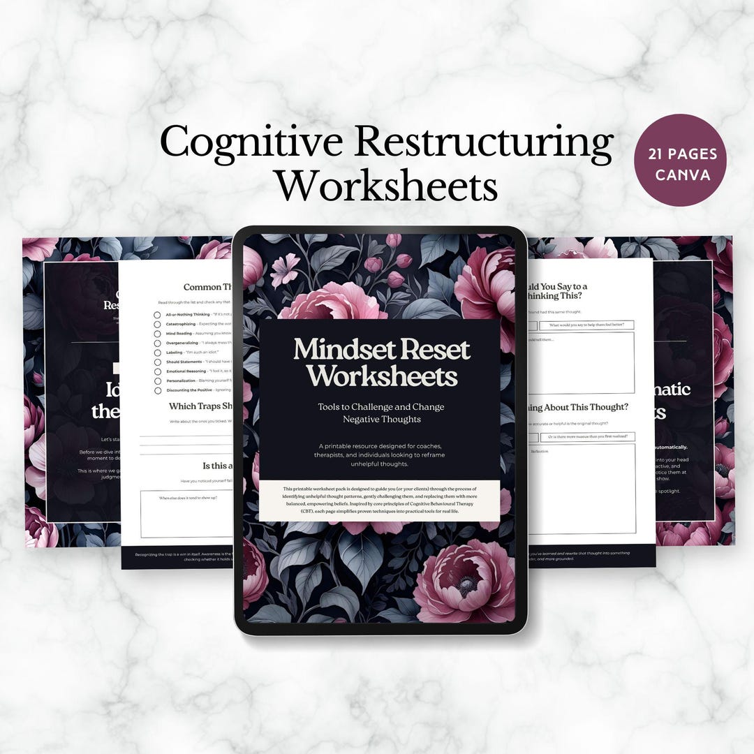 Cognitive Restructuring Worksheets Reframing Negative Thought Patterns ...