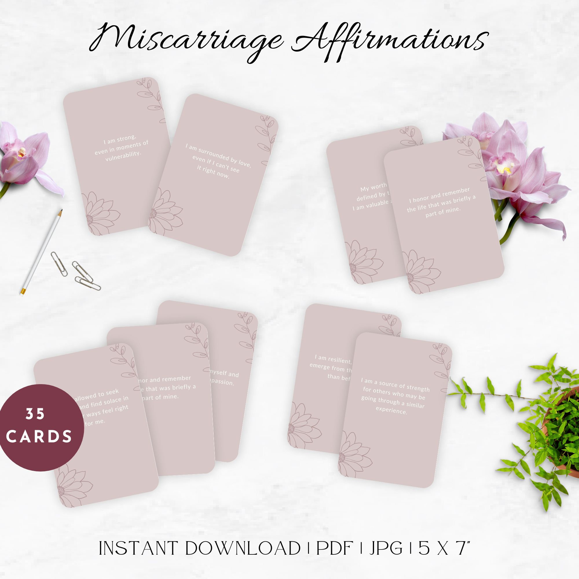 Miscarriage Affirmation Cards Pregnancy Loss Baby Positive Quote Grief ...