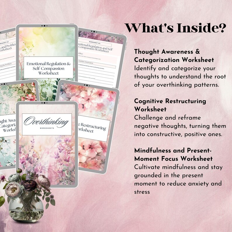Overthinking Worksheets Teen Anxiety Workbook Coping Skill Journal ...