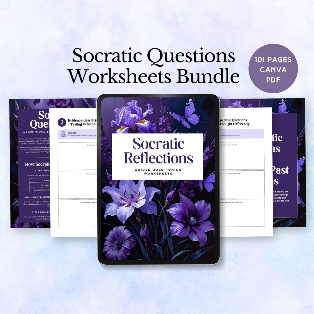 Socratic Questioning for Therapy Worksheets CBT Tool IFS Workbook ...