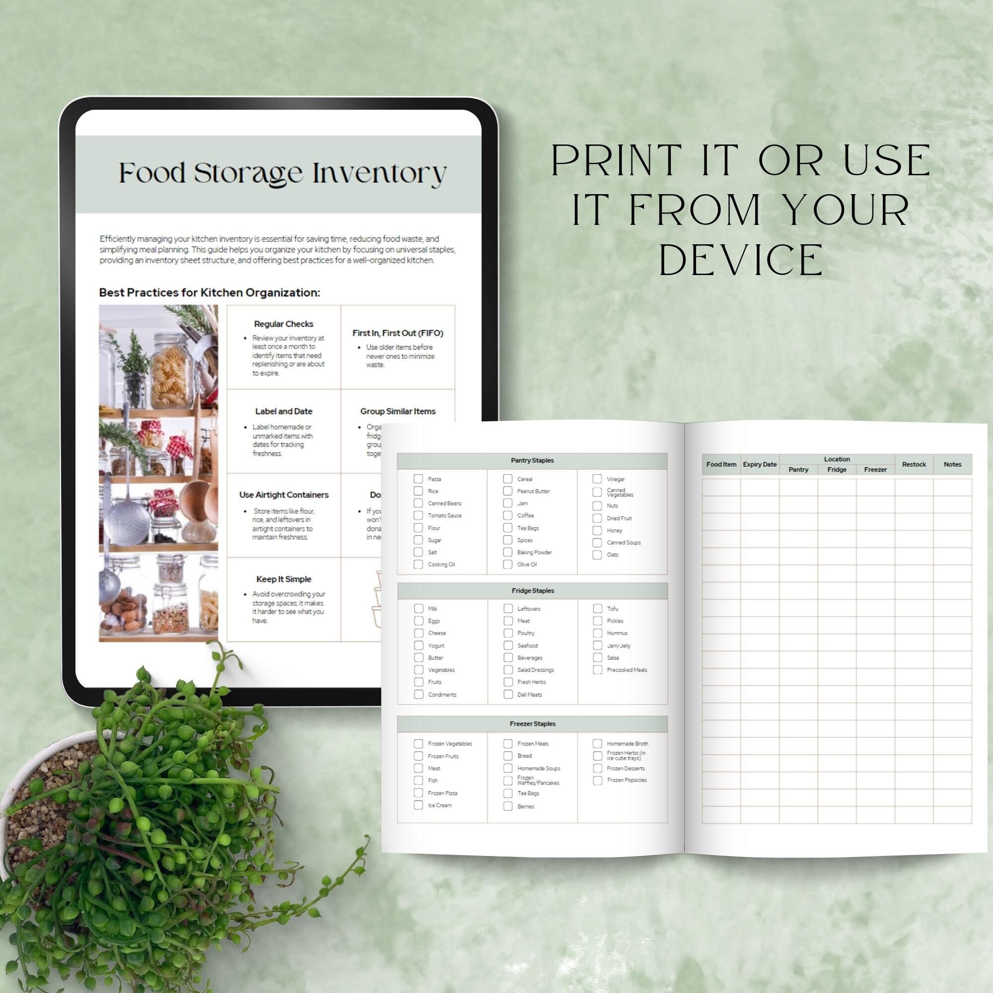 Food Storage Inventory List Pantry Planning Freezer Frozen Food Tracker ...