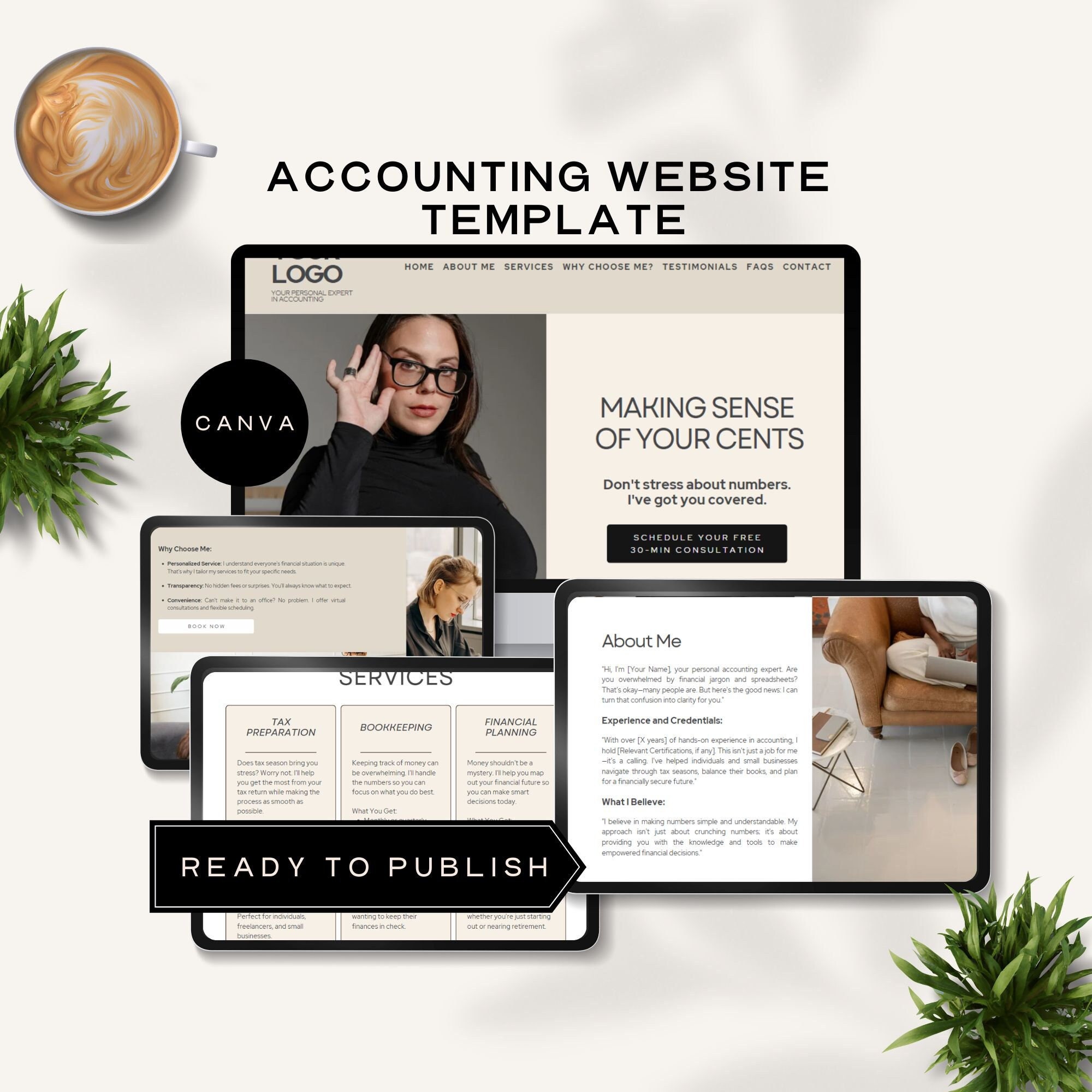 Accounting Website Template Accountant Bookkeeper Sales Page Tax ...