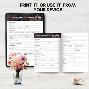 Florist Consultation Template Order Forms Florist Booking Form Flower ...