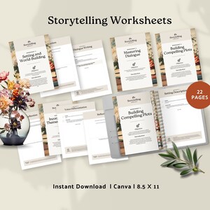 Storytelling Worksheet Novel Planner Writing Workbook Printable Outline ...