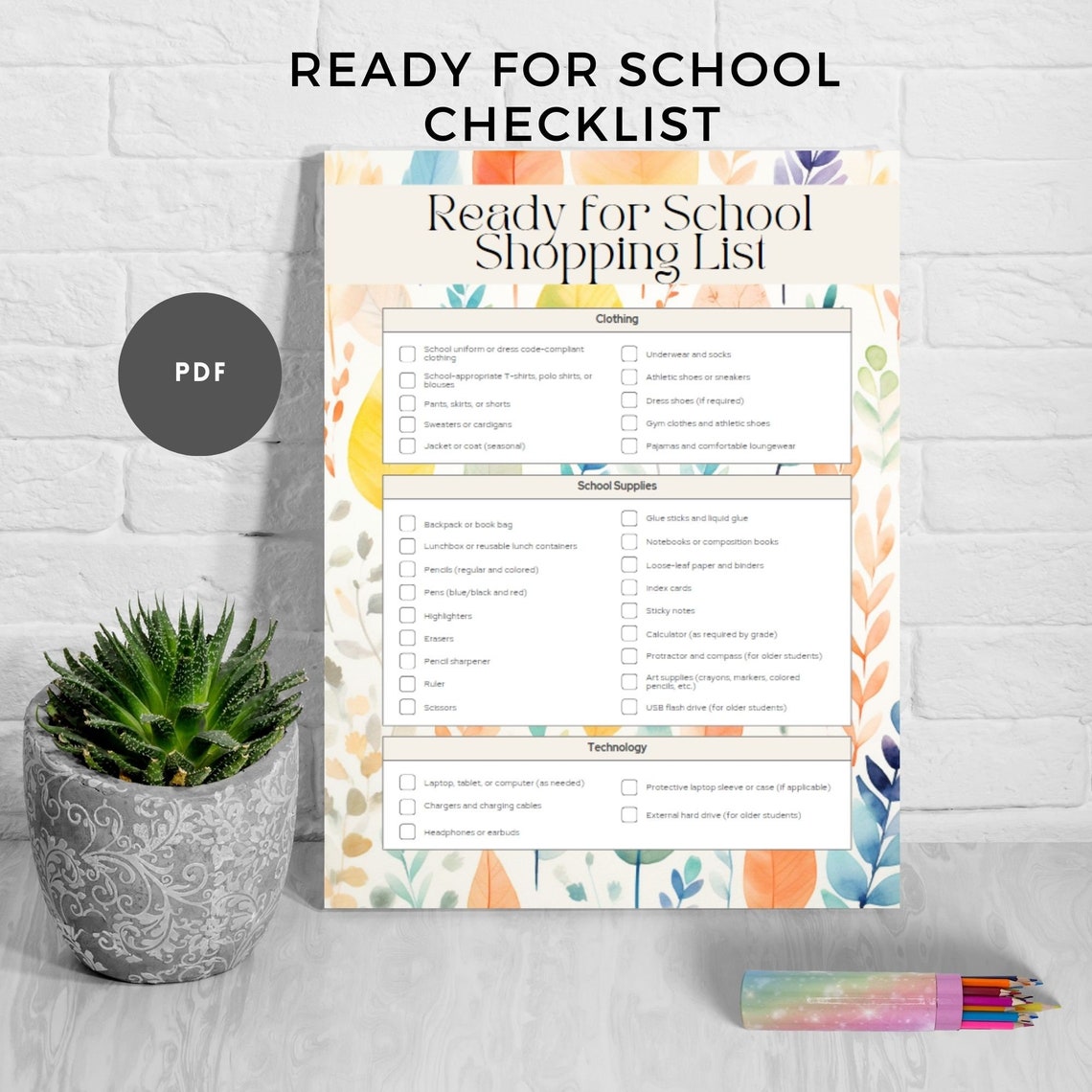 Ready for School Checklist Shopping List Back to School Planner ...