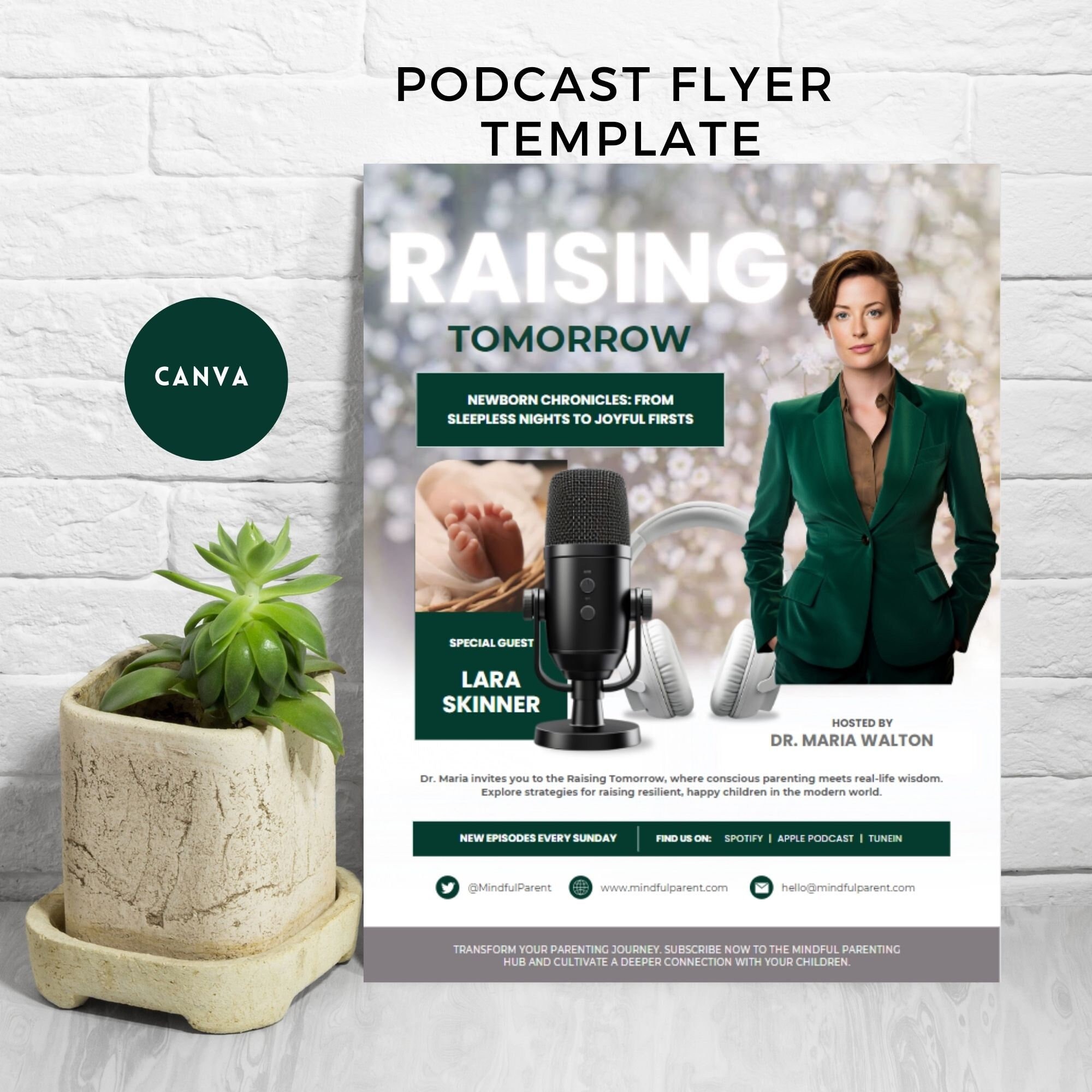 Podcast Flyer Template Canva New Radio Talk Show Promotion Influencer ...