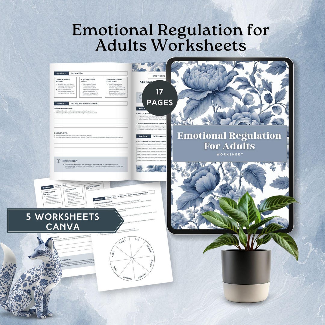 Emotional Regulation for Adults Worksheet Canva Template Anxiety Relief ...