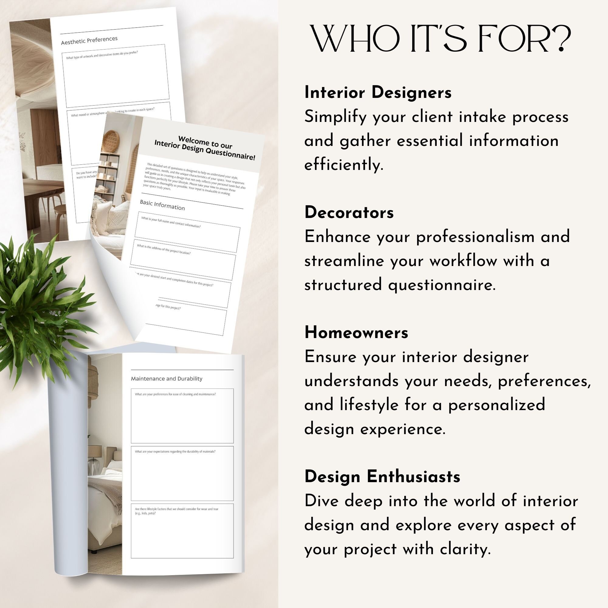 Interior Design Client Questionnaire Template Interior Designer ...