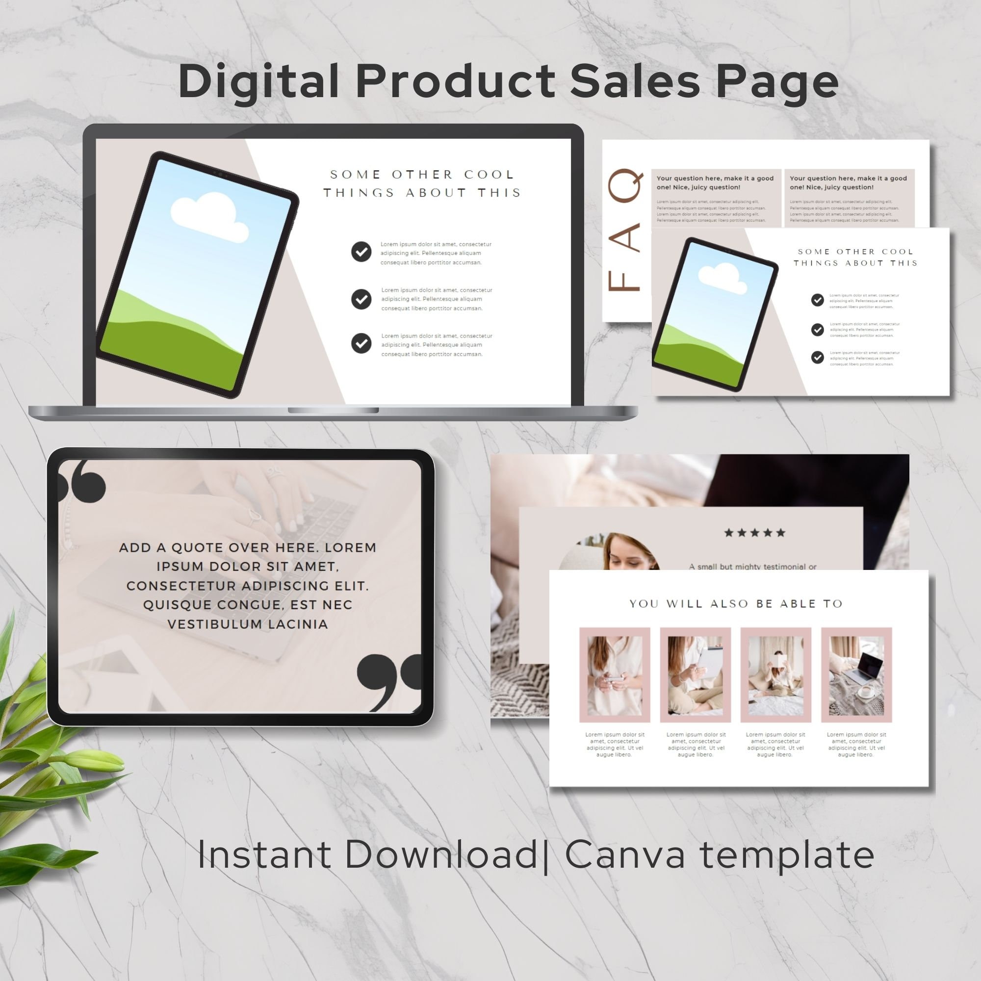 Digital Product Sales Page Template Canva Sales Page Website Digital ...