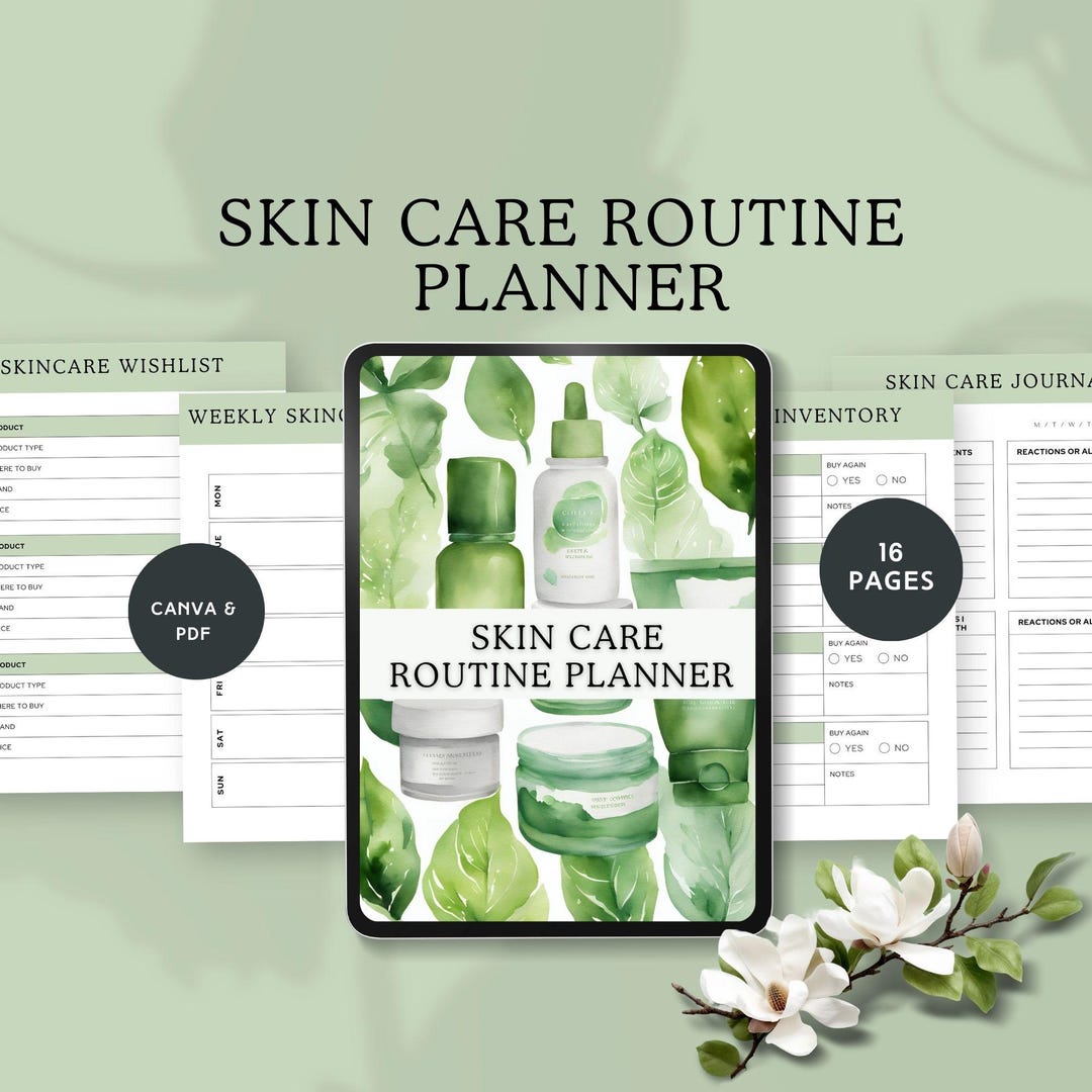 Skin Care Planner Template Daily Beauty Routine Plan Skincare Regimen ...