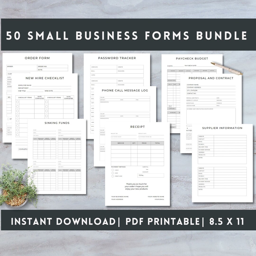 Business Forms Bundle | Small Business Owner Form Order Form Template ...