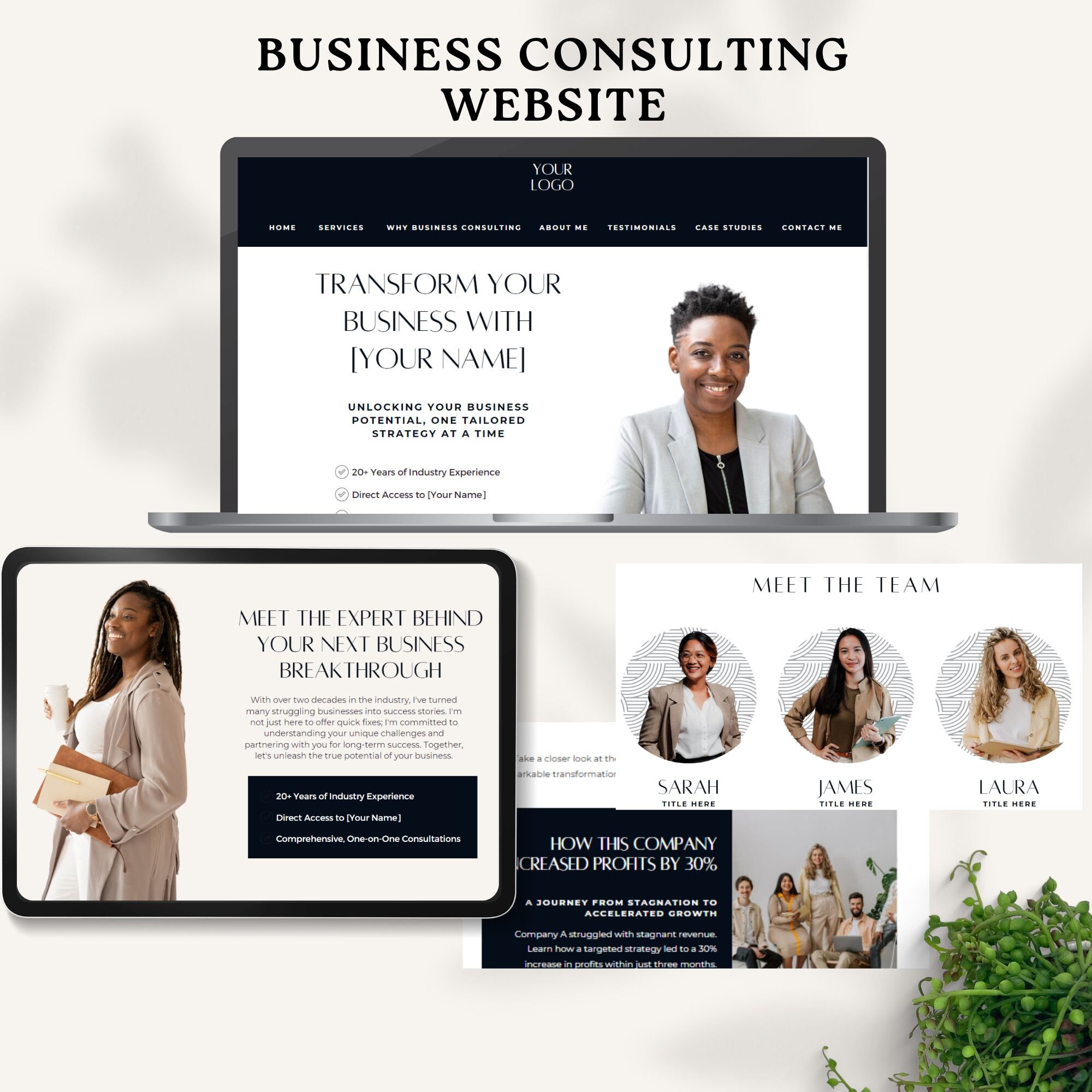 Business Consulting Website Templates Canva Coach Consultant Freelancer ...