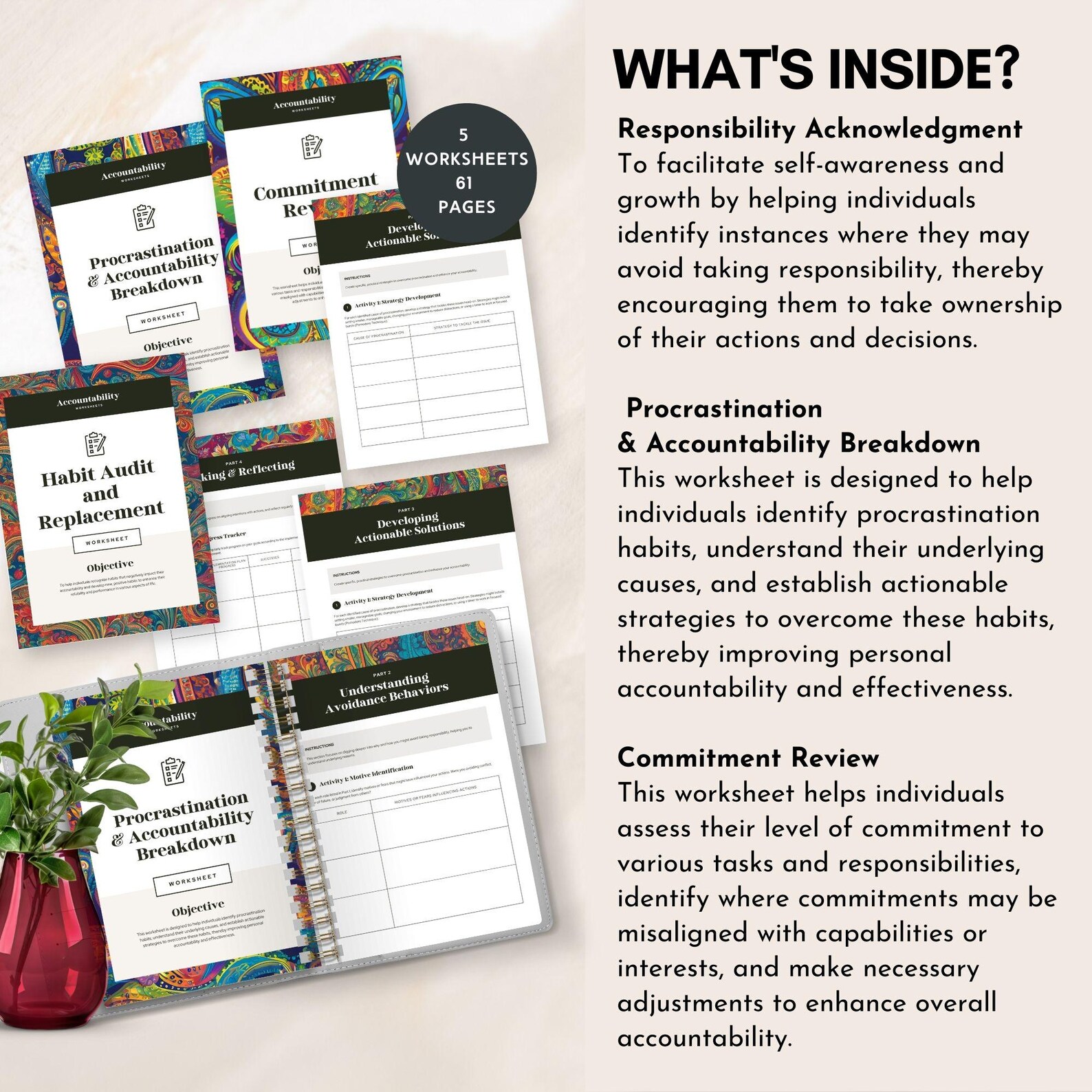 Accountability Worksheet Therapy Self Help Couples Therapy Tool ...