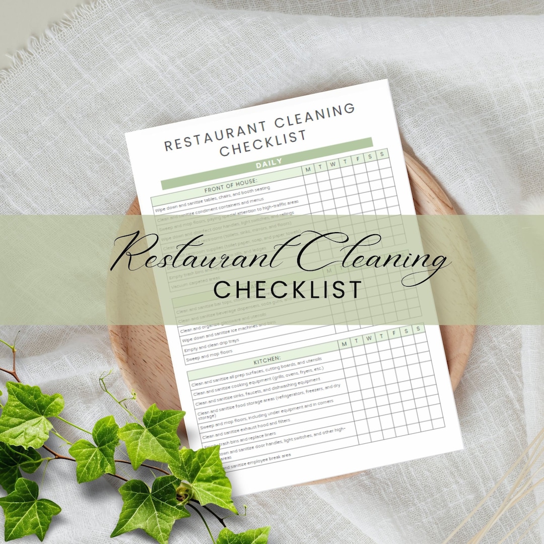 Restaurant Cleaning Checklist Printable Cleaning Schedule Planner ...