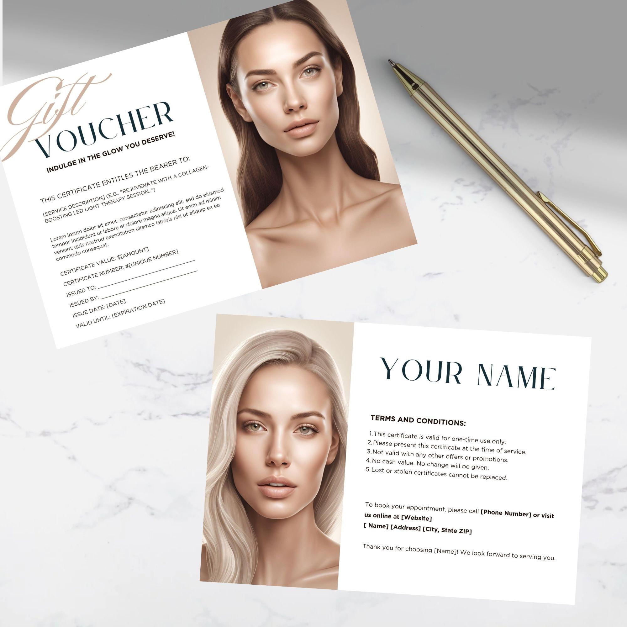 Esthetician Gift Certificate Beauty Voucher Skincare Treatment ...