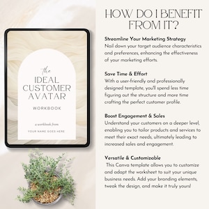Ideal Customer Avatar Worksheet Canva Template Target Market Audience ...