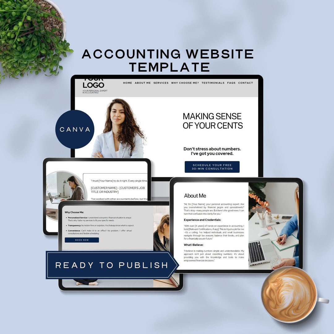Accountant Website Template Accounting Bookkeeper Marketing Sales Page ...