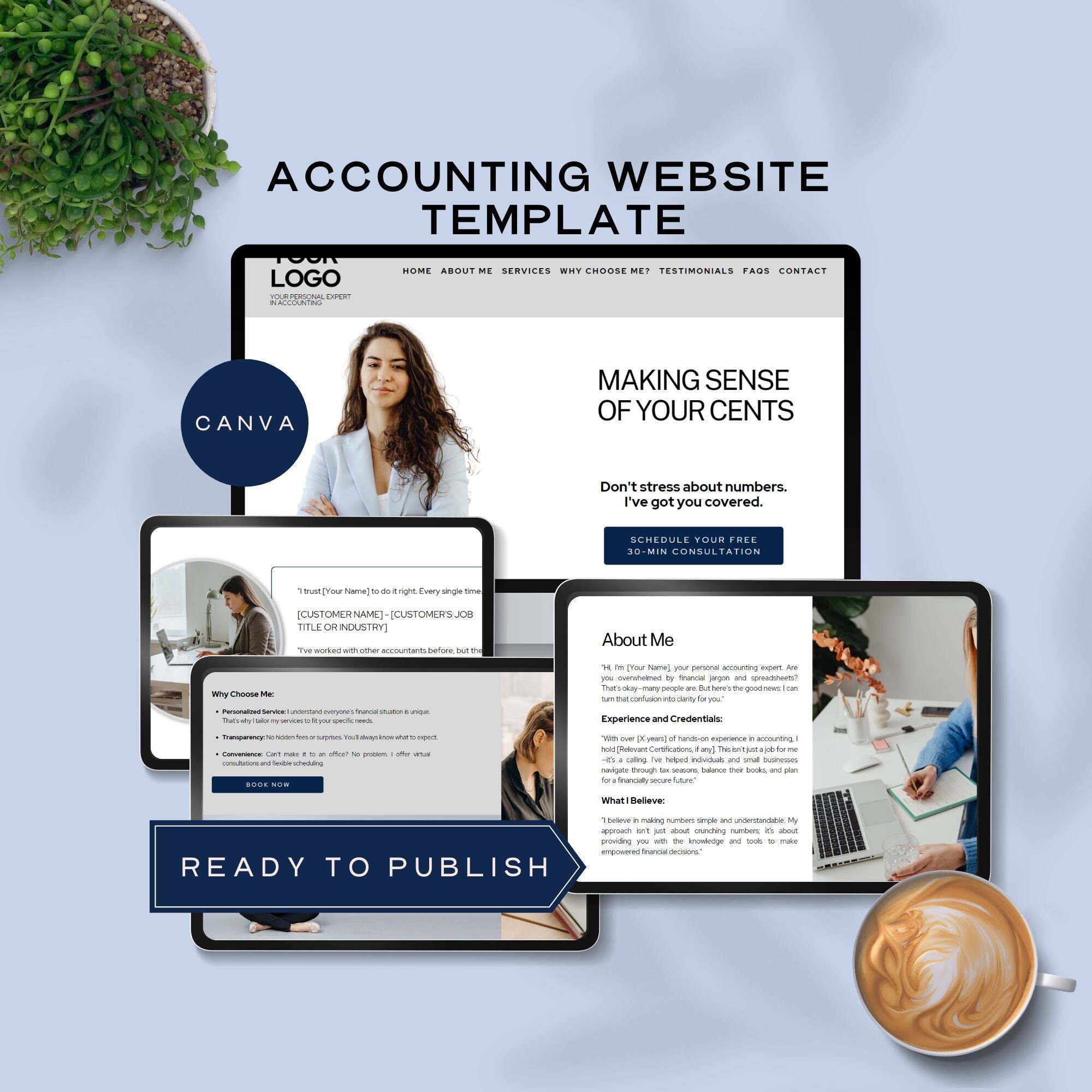 Accountant Website Template Accounting Bookkeeper Marketing Sales Page ...