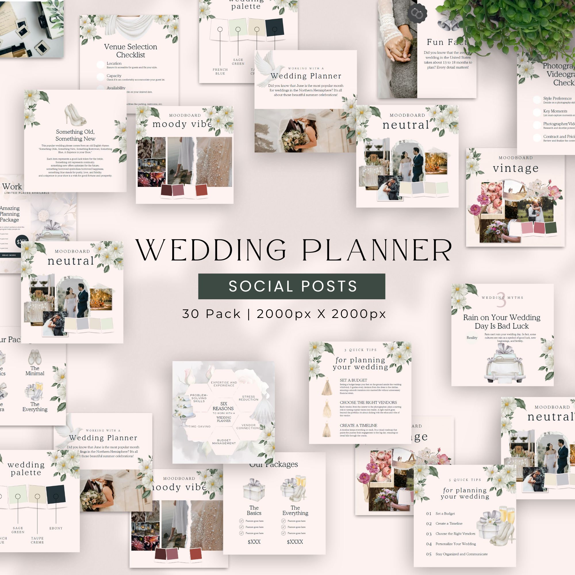 Wedding Planner Social Media Posts Canva Template Bride Instagram Post ...
