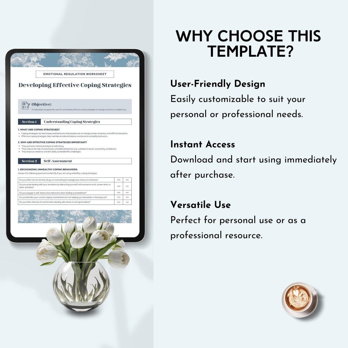 Emotional Regulation for Adults Worksheet Canva Template Anxiety Relief ...