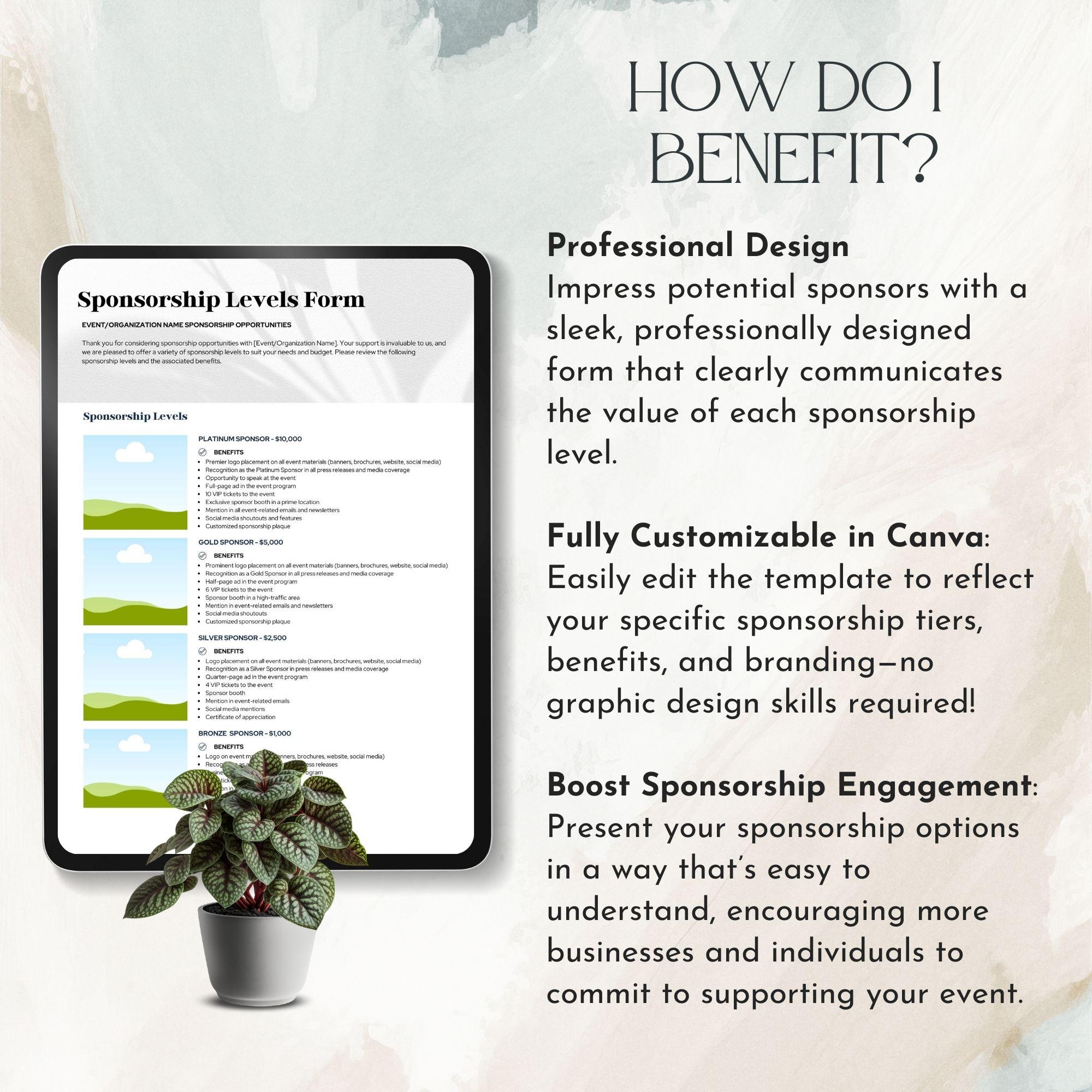 Sponsorship Levels Form Template Pta Sponsorship Levels Flyer Canva ...