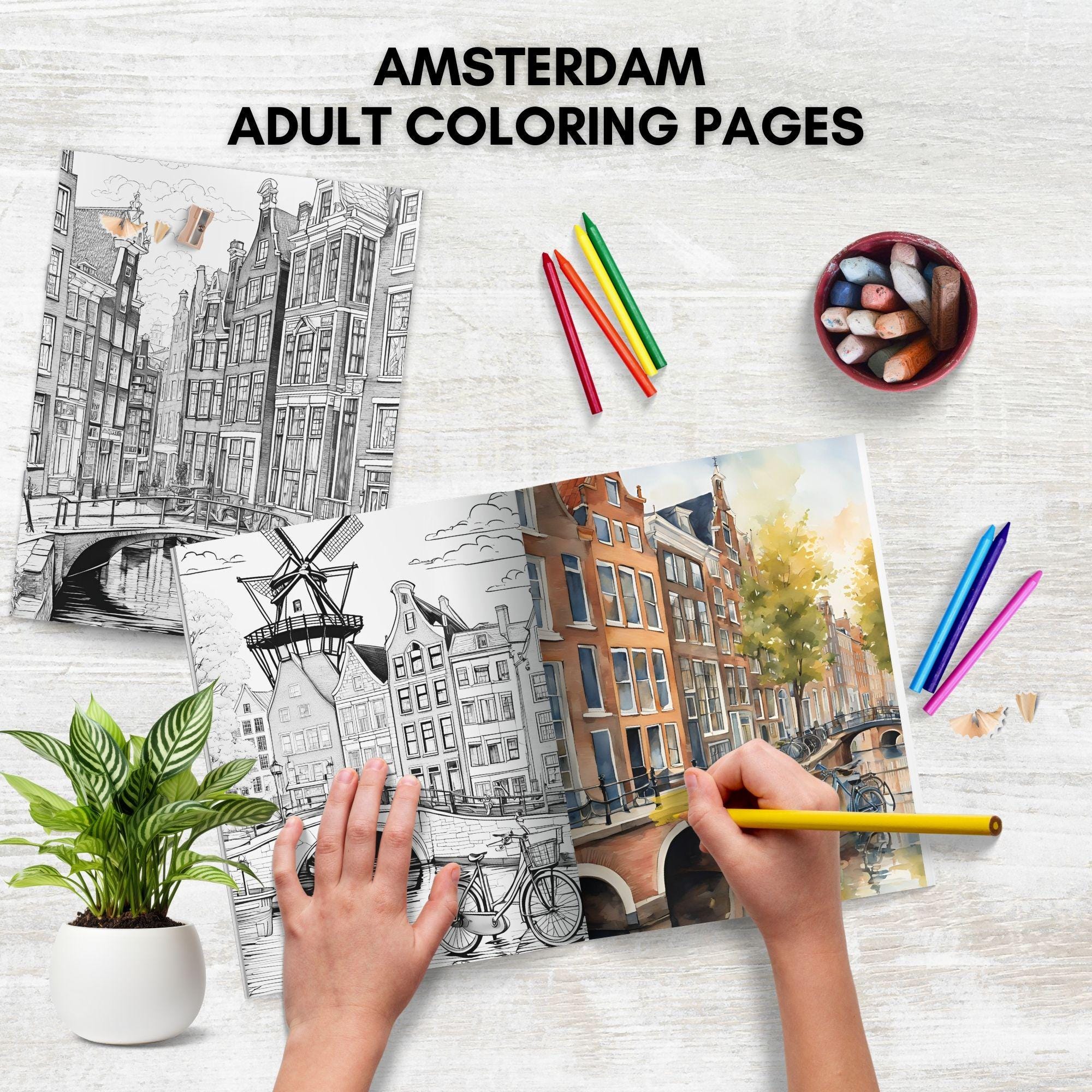 Adult Coloring Pages Amsterdam Color Page Dutch Architecture Landmark ...