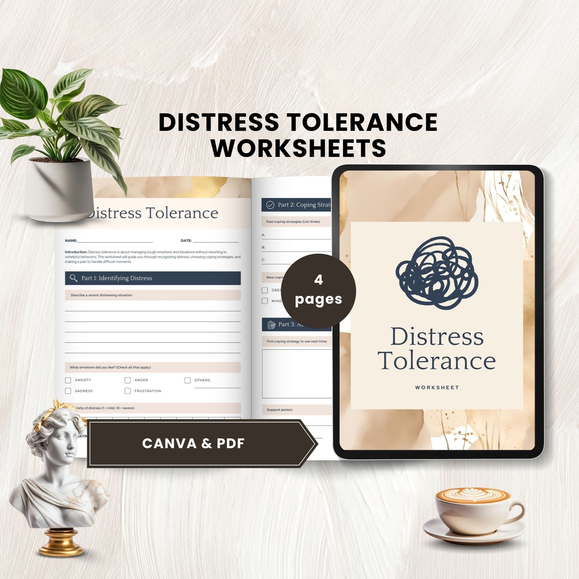 Distress Tolerance Worksheet DBT Emotional Regulation Therapy Workbook ...