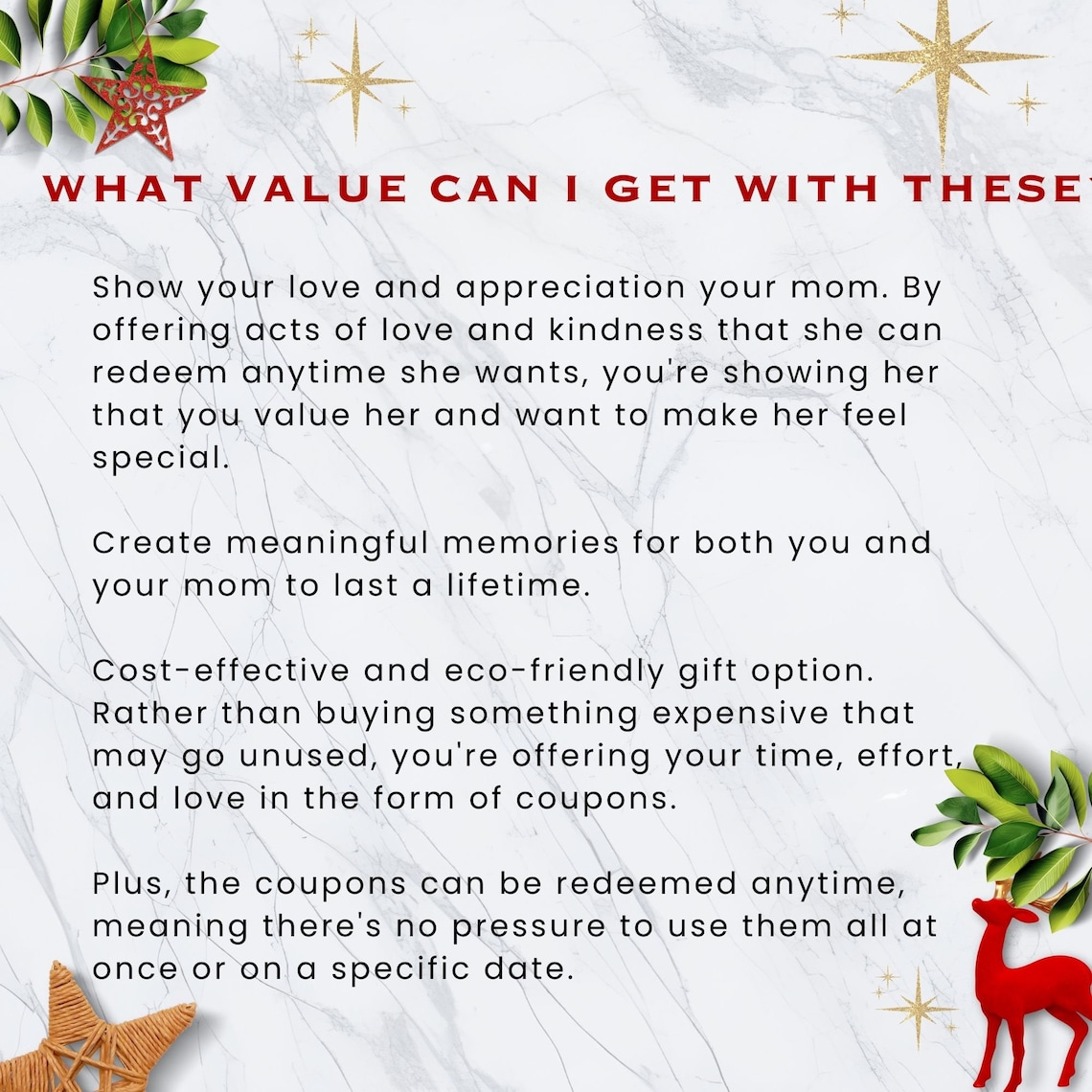 Christmas Coupon for Mom Printable Holiday Gift Voucher Love Coupon ...