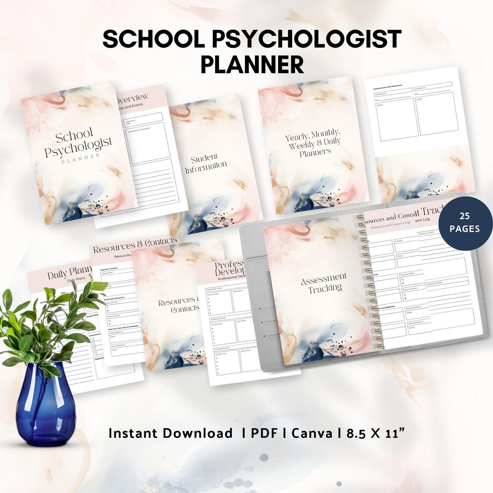 School Psychologist Digital Planner School Counselor Journal Therapy ...