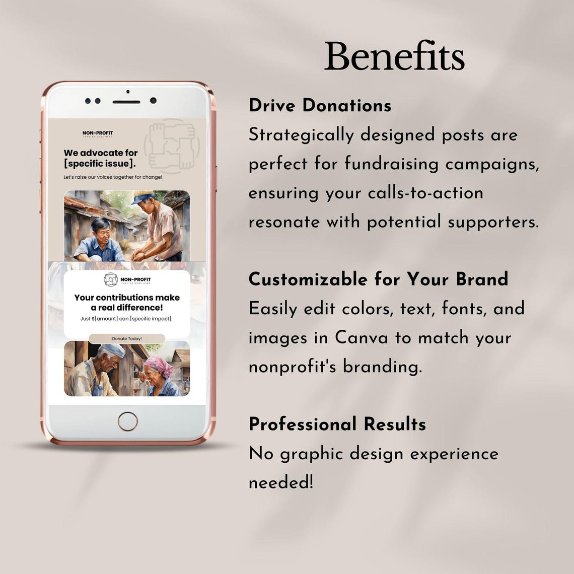 Non Profit Social Media Post Templates for Charity Instagram Volunteer ...
