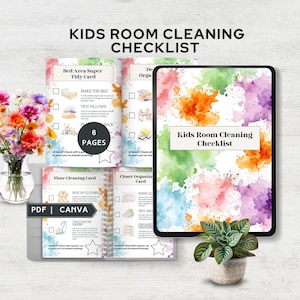 Kids Room Cleaning Checklist Children Cleaning Cards Family Chore Chart ...