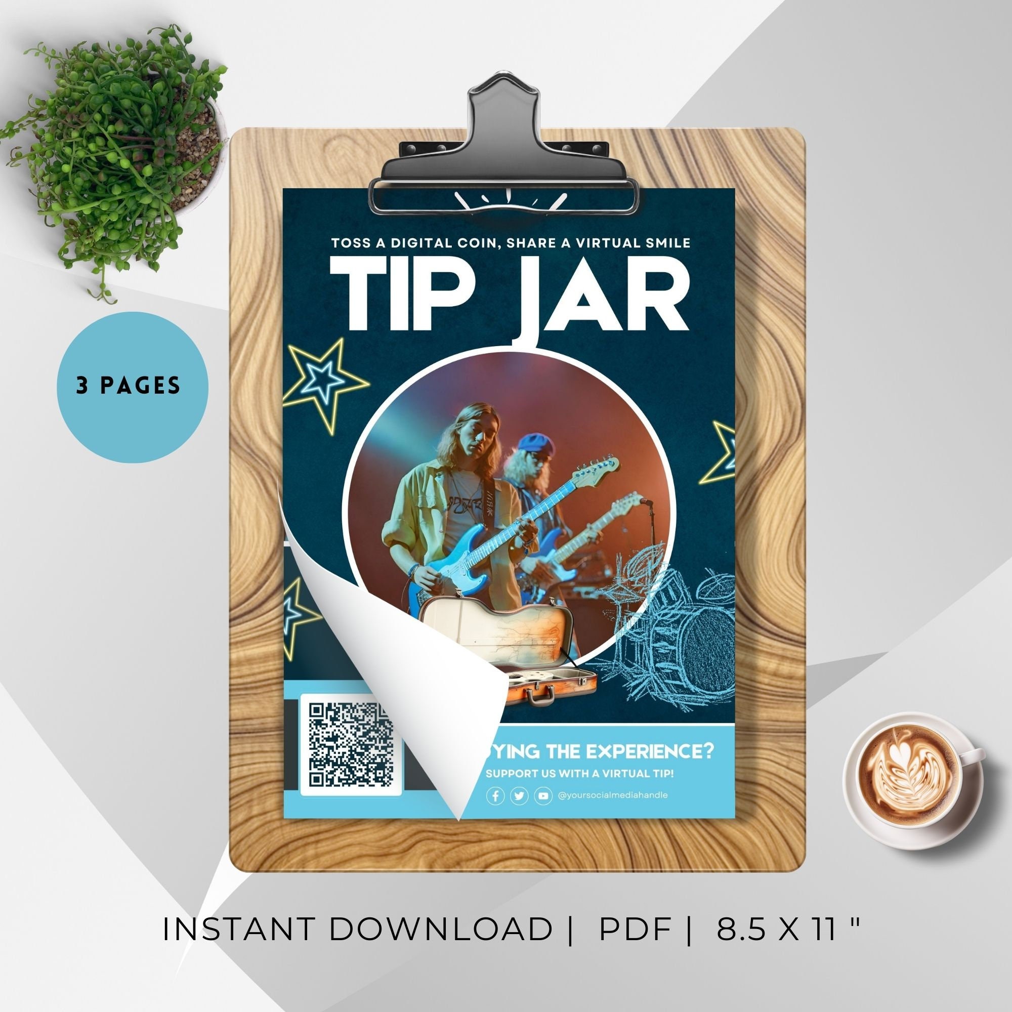 Tip Jar for Musician Music Band Tip Jar Qr Code Sign Accepted ...