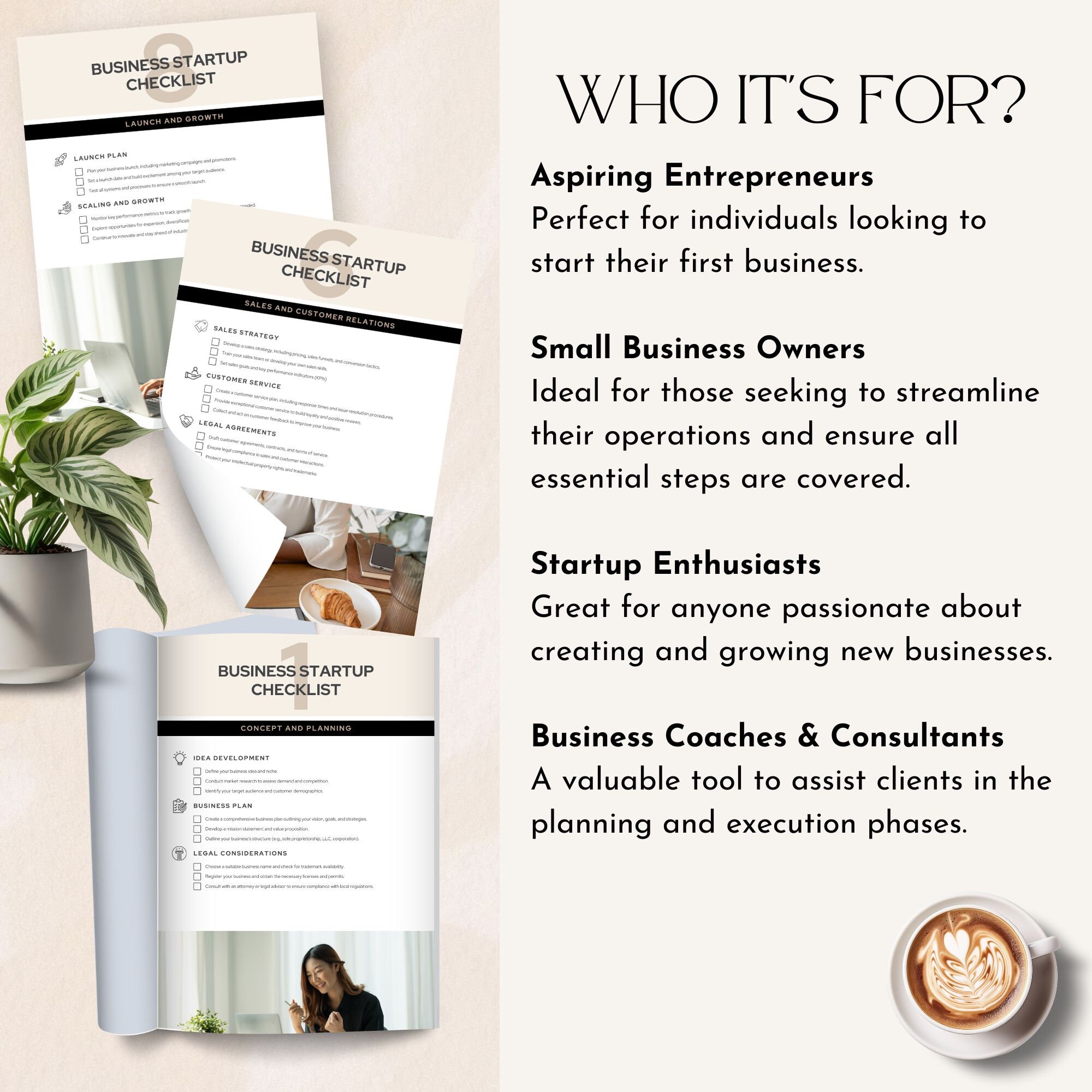 Start up Business Checklist Template Canva Business Startup Planner ...